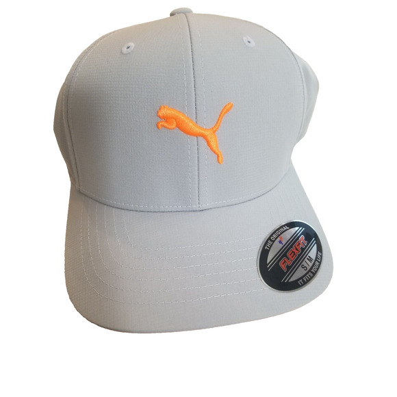 Puma | Accessories | Puma Cap Stretch Style Grey And Orange Flexfit ...